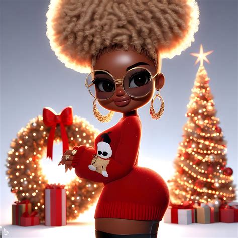 Blonde Chibi Afro Girl Ready For Christmas Etsy