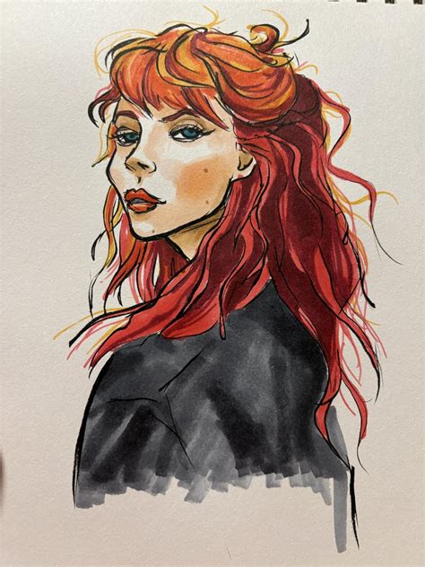 Redhead Ink And Markers R Drawing