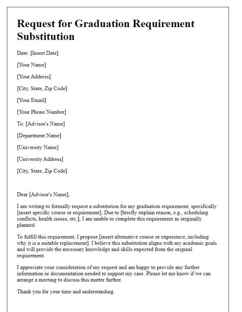 Letter Template For University Graduation Requirement Exception Free