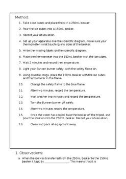 States Of Matter Practical Assesmsent Task Part 1 By MsGCT TPT
