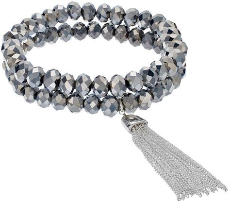 Beaded Chain Tassel Stretch Bracelet Set Shopstyle Womens Fashion Beaded Chain Stretch