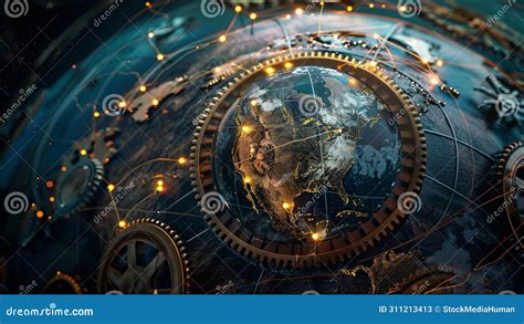 Globe Earth Interconnected Global Visualization Whole Planet Stock Illustration Illustration