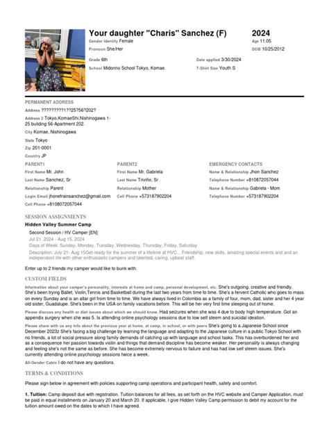 Summer Camp Application Charis 2024 Pdf