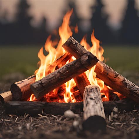 Premium Photo A Campfire With A Log On It And A Log In The Middle Of It