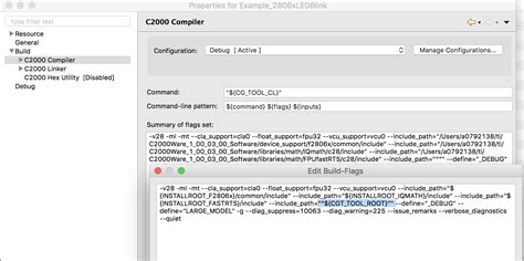 CCS CCSTUDIO Edit Build Flags Dialog Is Buggy Code Composer Studio Forum Code Composer