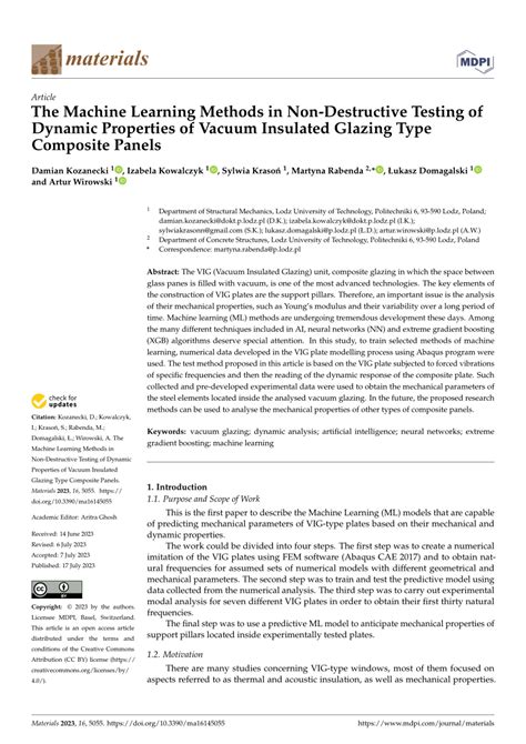 PDF The Machine Learning Methods In Non Destructive Testing Of Dynamic Properties Of Vacuum