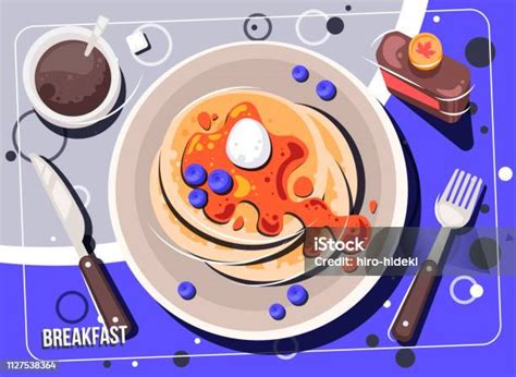 음식과 음료와 벡터 아침 개념입니다 아침 식사 Brunches 보기 프레임 가기 음식 메뉴 디자인입니다 전통적인 아침 식사입니다 0명에 대한 스톡 벡터 아트 및 기타 이미지