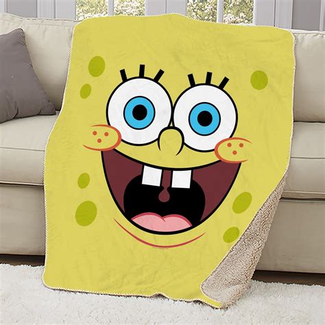 Spongebob Squarepants Yellow Big Face Sherpa Blanket Paramount Shop