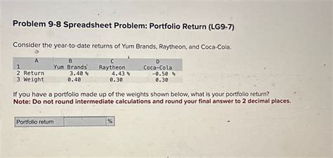 answered consider the year to date returns of… bartleby