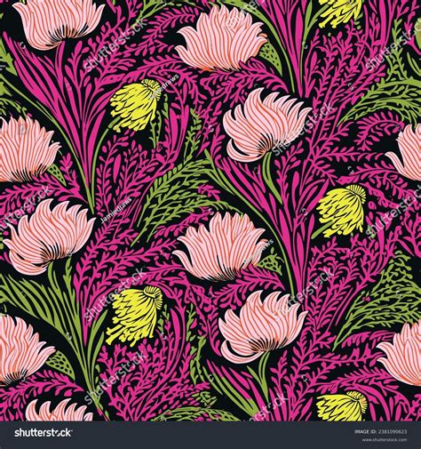 Arts Crafts Seamless Vector Poppy Pattern Stock Vector Royalty Free