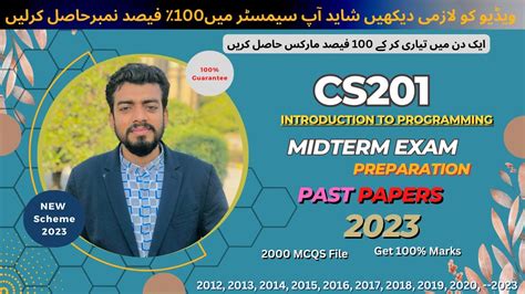 Cs201 Midterm Exam Preparation 2024 Chapter Wise Mcqs Midterm Exam Important Topics 2024