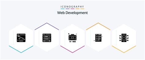 Web Development 25 Glyph Icon Pack Including Coding Development Development Com Browser