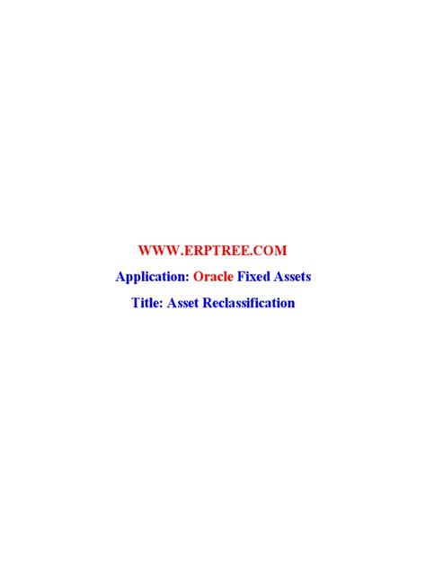 Oracle Application Fixed Assets Title Asset Reclassification Pdf