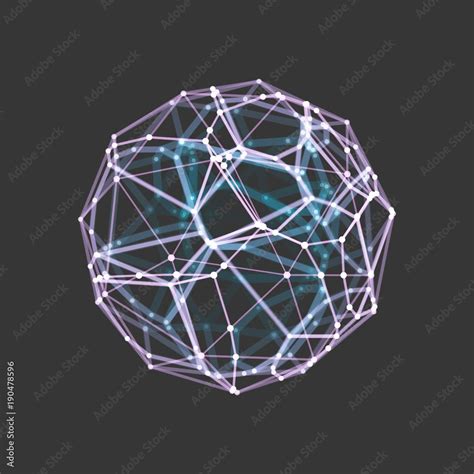 Sphere 3d Vector Wireframe Object Illustration With Connected Lines