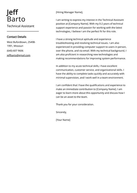 Technical Assistant Cover Letter Examples Template And 20 Tips