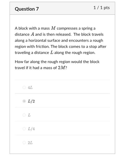 Solved Question Pts A Block With A Mass M Compresses Chegg Com