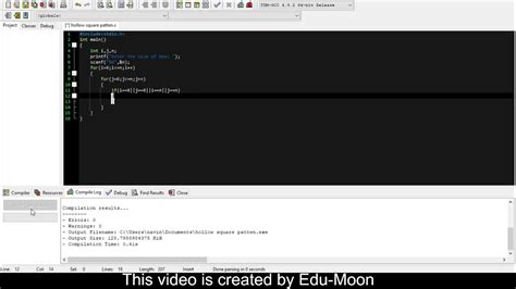 Hollow Box Pattern In C Programming Language Edu Moon Youtube