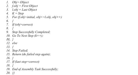 Proposed Algorithm Image Cyclic Based Algorithm For Assembly Tasks