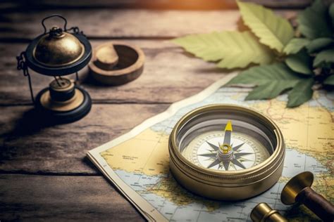 Premium Ai Image A Compass Lies On A Map Symbolizing The Idea Of