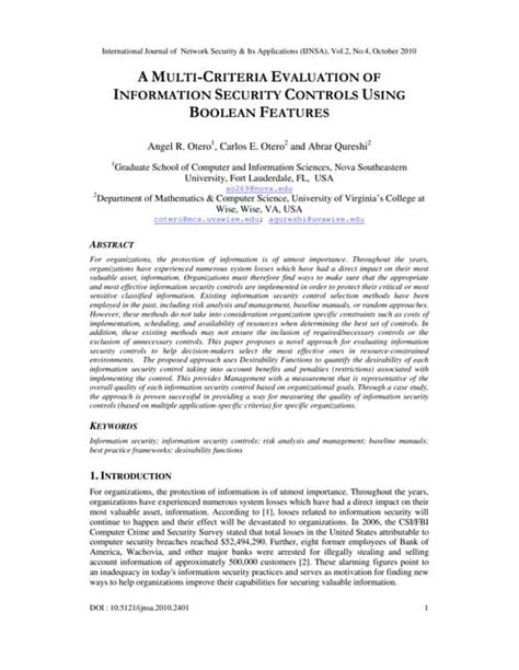 a multi criteria evaluation of information security controls using