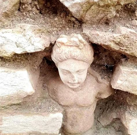 کشف مجسمه گلی مرد جوان از دل دیوار باستانی عکس