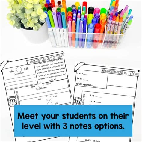 Fractions And Decimals Guided Math Notes Test Prep Math Notebook