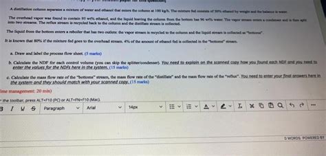 Solved Worth Questioni A Distillation Column Separates A