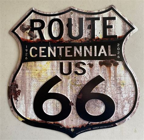 Route 66 Centennial 100th Shield Vintage Tin Sign Man Cave Garage