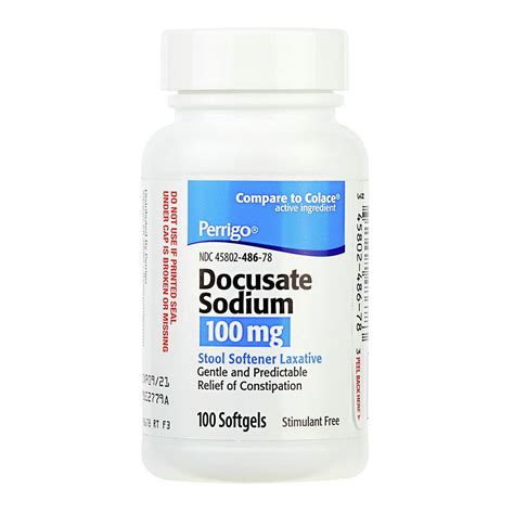 Docusate Sodium 100 Mg Stool Softner Laxative Soft Gels 100 Ea