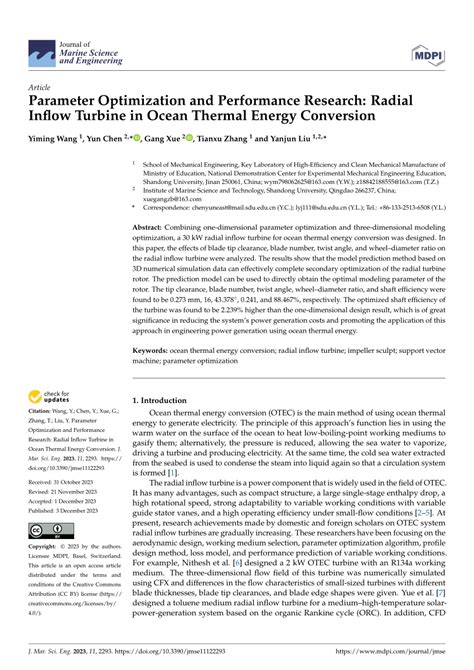 Pdf Parameter Optimization And Performance Research Radial Inflow