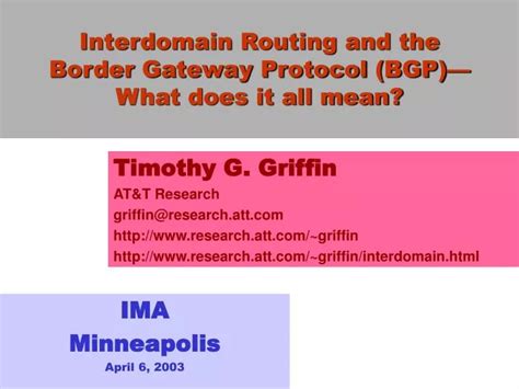 Ppt Interdomain Routing And The Border Gateway Protocol Bgp— What