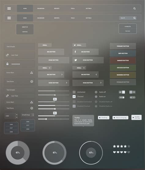 Flat Transparent Ui Kit Psd Artofit