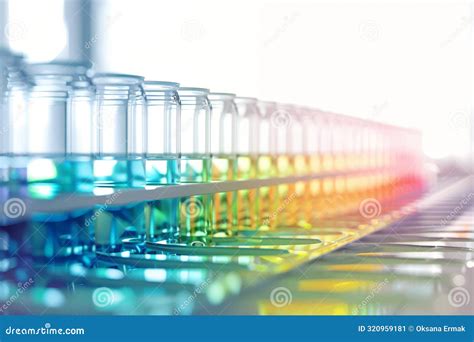 Rainbow Laboratory Test Tubes Blurred Background Color Laboratory Test Tubes On Rack Research