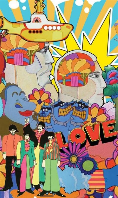 The Beatles Wallpaper Yellow Submarine Seidenmalerei Flowerpower