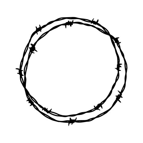 Premium Vector Barbed Wire Circle Frame Hand Drawn Vector Illustration In Sketch Style