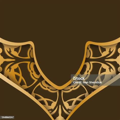 타이포그래피를 위해 준비된 고급스러운 골드 패턴의 브라운 컬러의 엽서 0명에 대한 스톡 벡터 아트 및 기타 이미지 0명