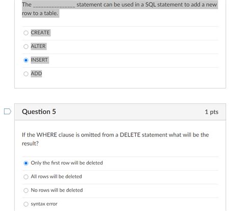 Solved The Statement Can Be Used In A SQL Statement To Add A Chegg Com