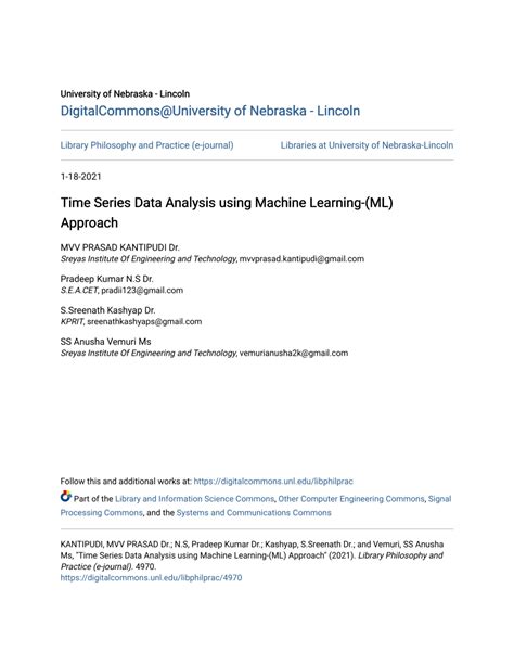 Pdf Time Series Data Analysis Using Machine Learning Ml Approach