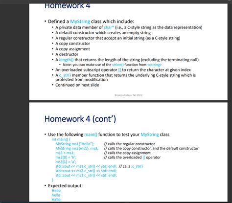 Solved Homework 4 Defined A Mystring Class Which Include •