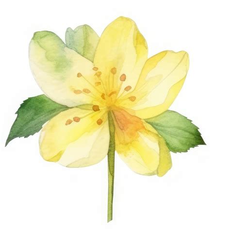 Premium Photo A Drawing Of A Yellow Flower With Green Leaves