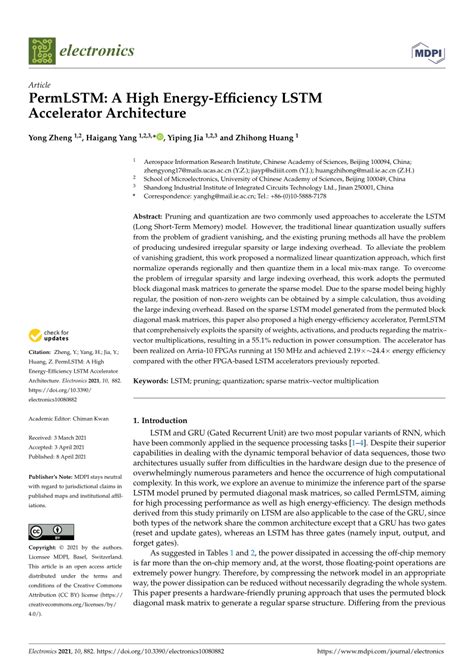 Pdf Permlstm A High Energy Efficiency Lstm Accelerator Architecture