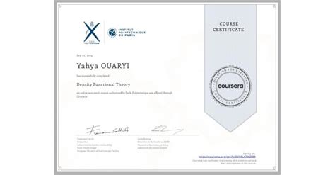 Completion Certificate For Density Functional Theory Yahya Ouaryi