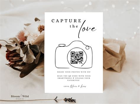 qr code for photo sharing wedding capture the love qr code sign share