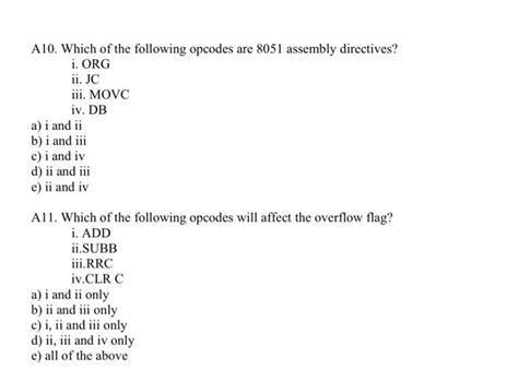 Solved A10 Which Of The Following Opcodes Are 8051 Assembly