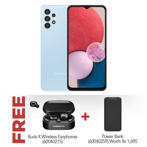 Samsung Galaxy A13 Light Blue And Free Volkano Virgo Earbuds With