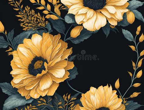 Template For Invatation With Yellow Flowers Ai Stock Illustration