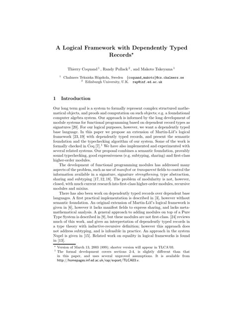 Pdf A Logical Framework With Dependently Typed Records