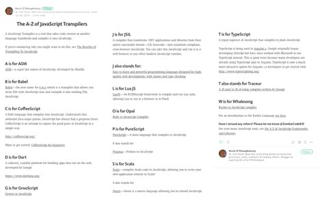 A World Of Javascript Transpilers By Charles Samuels Frontend