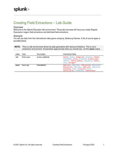Splunk Lab Creating Field Extractions Pdf