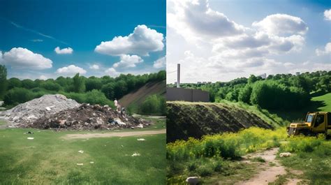 Premium Photo A Beforeandafter Image Of A Landfill Site Turned Into A